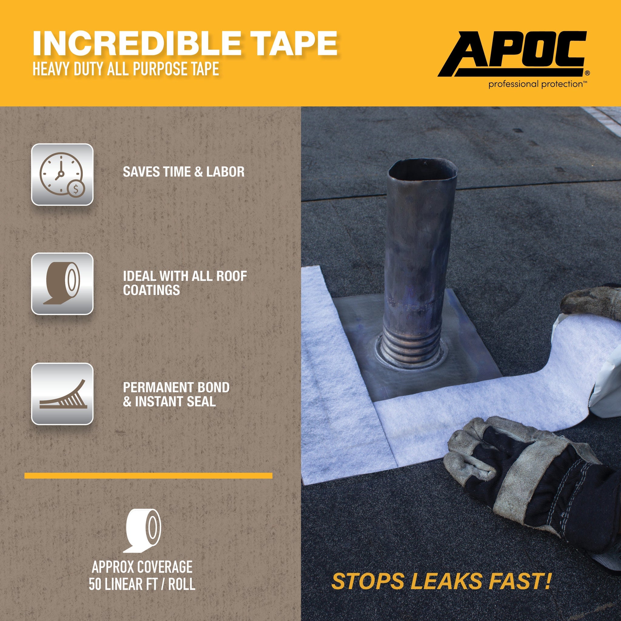 APOC® Incredible® TapeHeavy Duty All Purpose Fleece-Top Tape