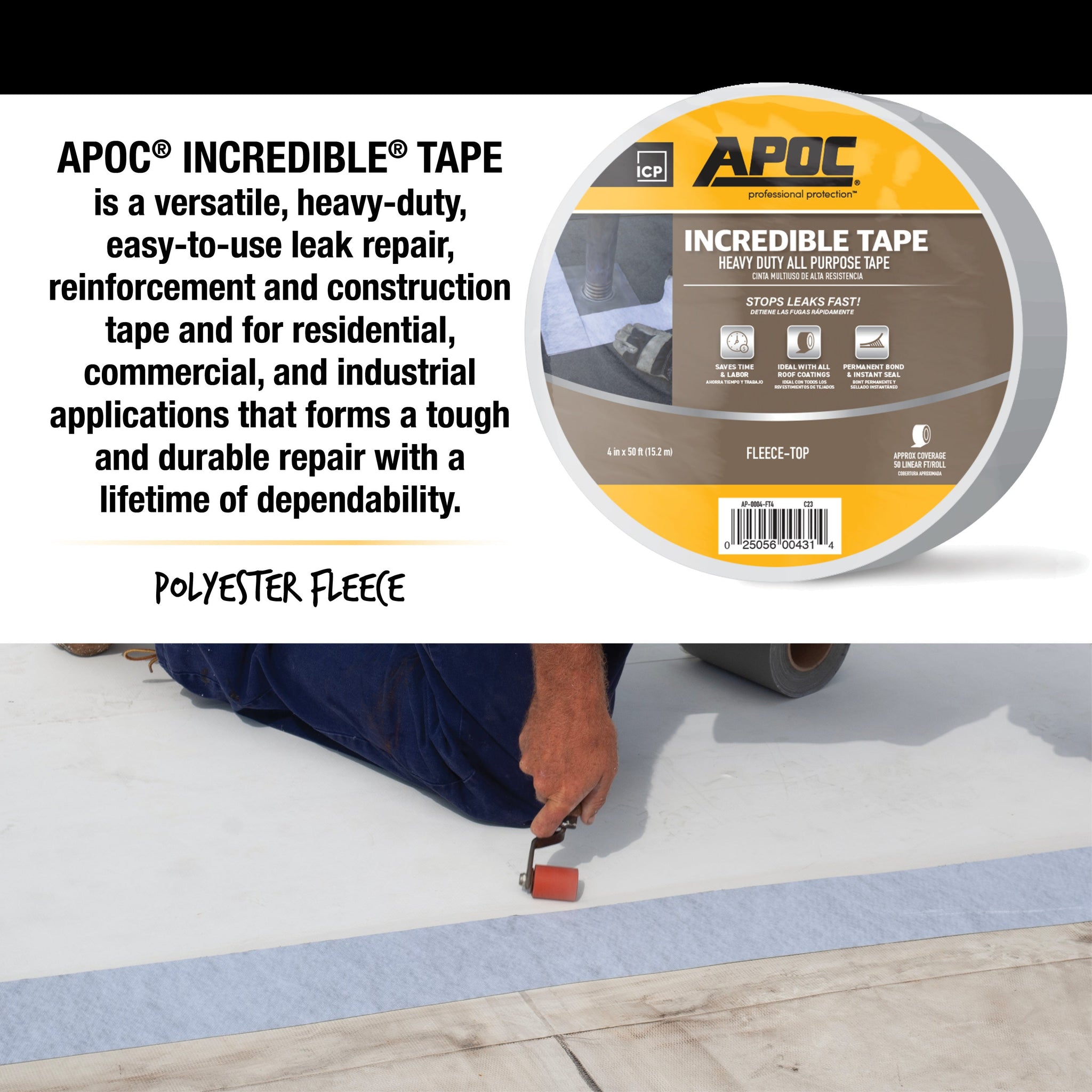 APOC® Incredible® TapeHeavy Duty All Purpose Fleece-Top Tape